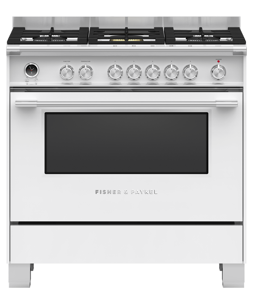 90cm Series 9 Classic 5 Burner Dual Fuel Pyrolytic Cooker - OR90SCG6W1 | Fisher & Paykel Australia